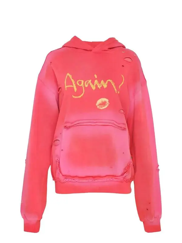 Andersson Bell Spray-washed Distressed Hoodie - Red
