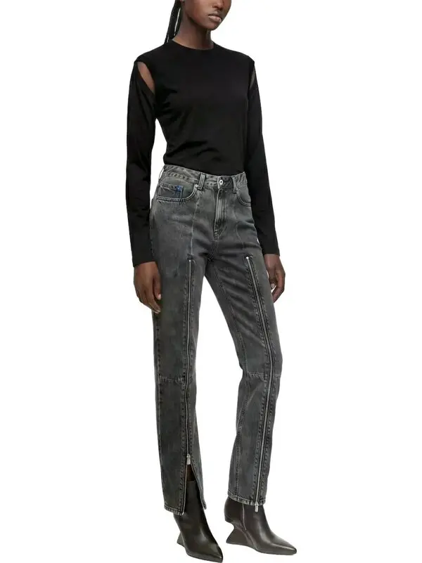 Karl Lagerfeld High-rise Straight Zip Jeans - Grey