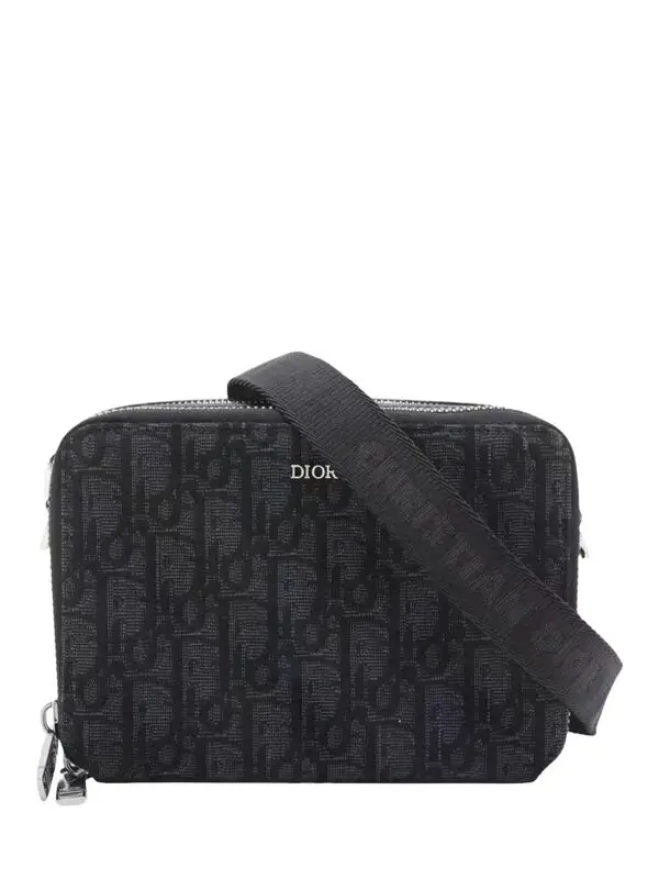 Dior Oblique Pouch With Strap Crossbody Bag - Black
