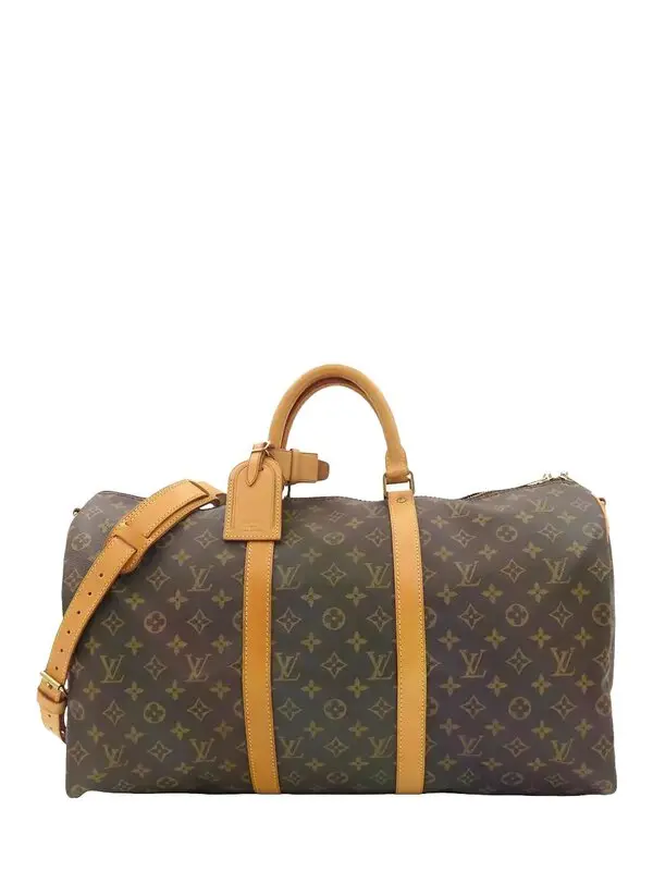LOUIS VUITTON Monogram Keepall Bandoulière 50 Travel Bag - Brown