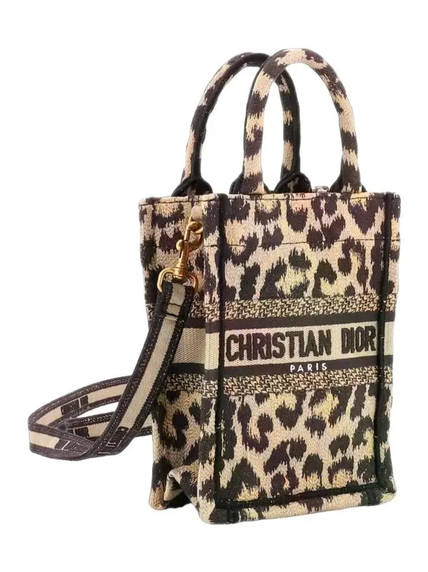 Dior Book Mizza Embroidered Canvas Vertical Tote Bag - Brown