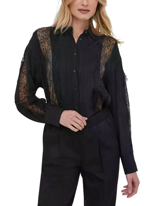 Sisley Lace-detail Shirt - Black