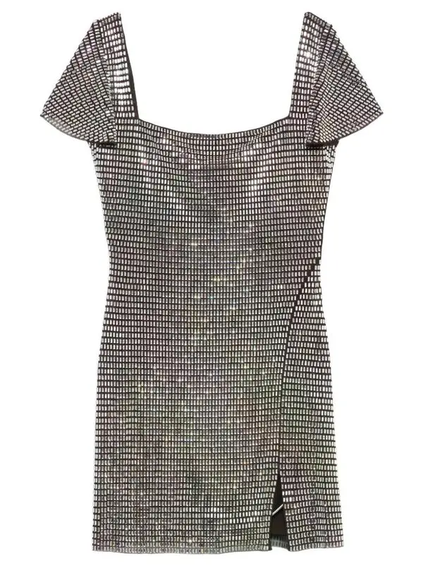 SELF-PORTRAIT Embellished Flared-sleeve Mini Dress - Silver