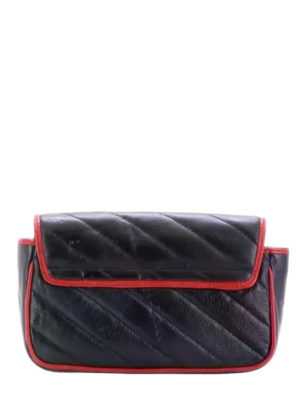 Gucci Gg Marmont Flap Bag Diagonal Quilted Leather Super Mini Crossbody Bag - Black