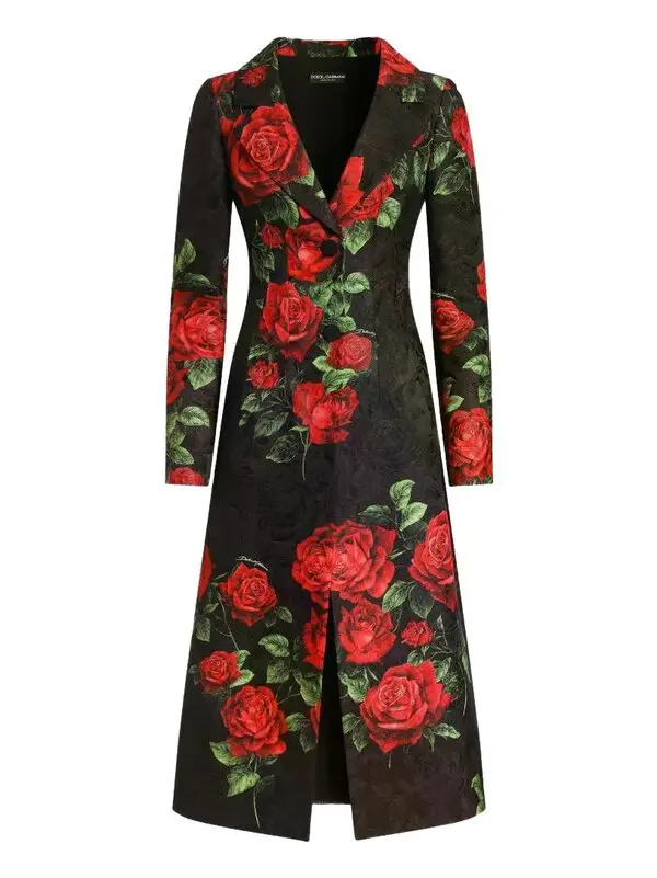 Dolce & Gabbana Exclusive Rose-print Coat - Black