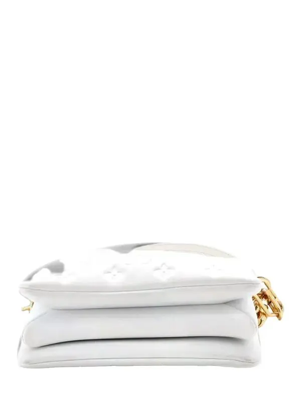 LOUIS VUITTON Coussin Bag Monogram Embossed Lambskin Crossbody Bag - White