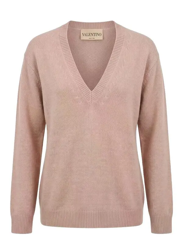 Valentino Garavani Cable-knit V-neck Sweater - Pink