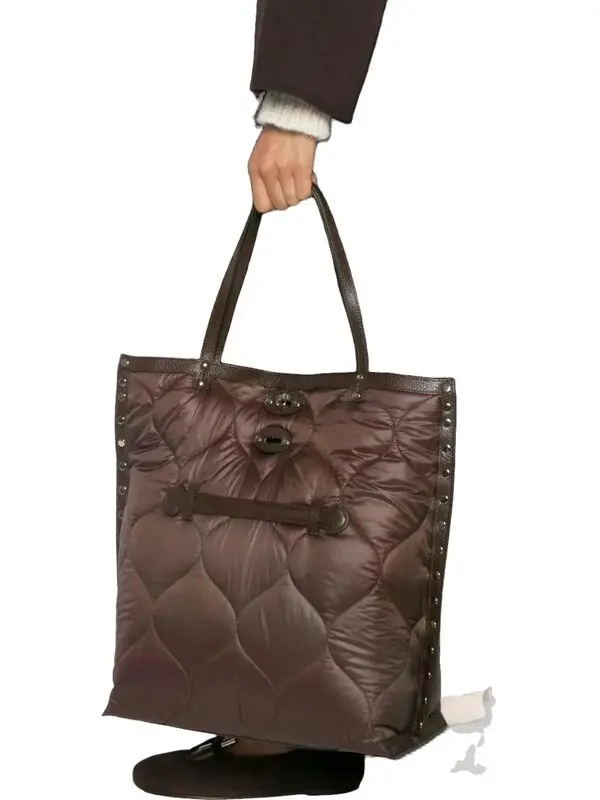 ZANELLATO A' Spasso Quilted Stud-embellished Tote Bag - Brown