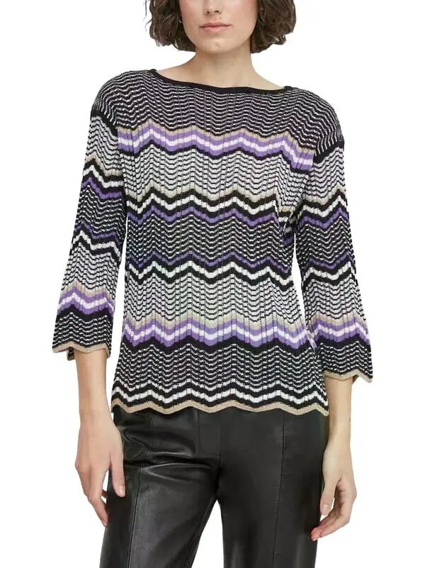 Sisley Zig-zag Pattern Top - Black