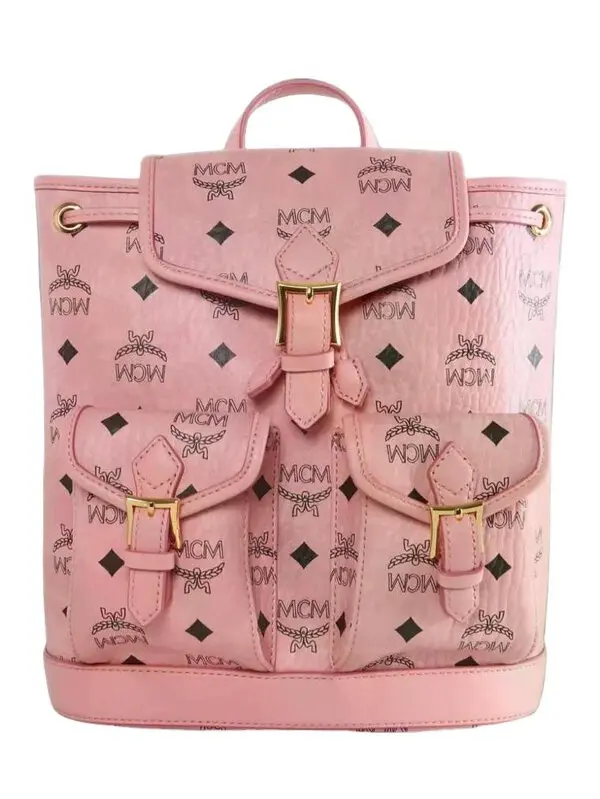 Mcm Aren Logo-print Backpack - Pink