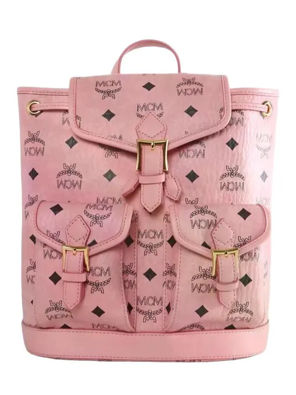 Mcm Aren Logo-print Backpack - Pink