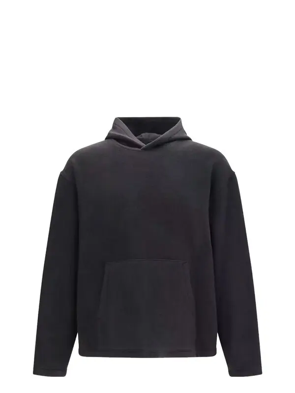 RIER Fleece-texture Pouch-pocket Hoodie - Black