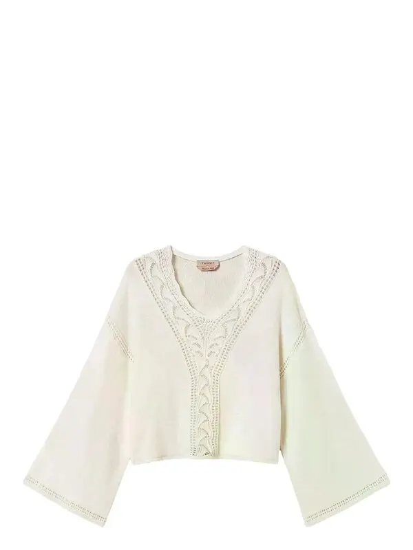TWINSET Punched Wool-blend Wide Jumper - Neutrals