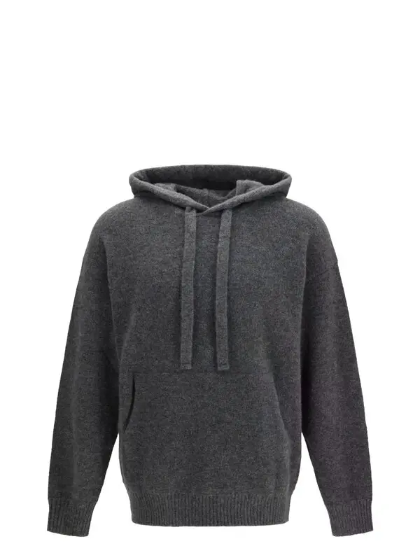 LANEUS Knitted Drawstring Hoodie - Grey