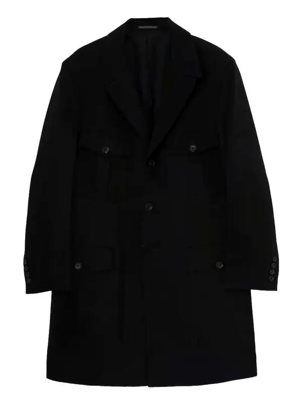 Yohji Yamamoto Multi-pocket Single-breasted Long Jacket - Black