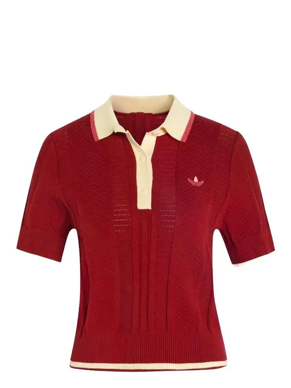 Adidas Cable Knit Cali Tee Polo - Red