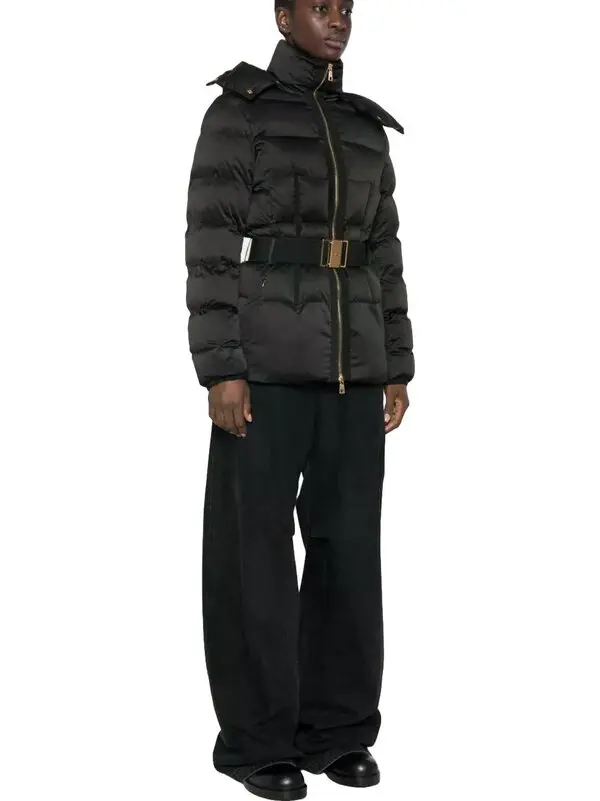 Elisabetta Franchi Belted Hooded Puffer Jacket - Black