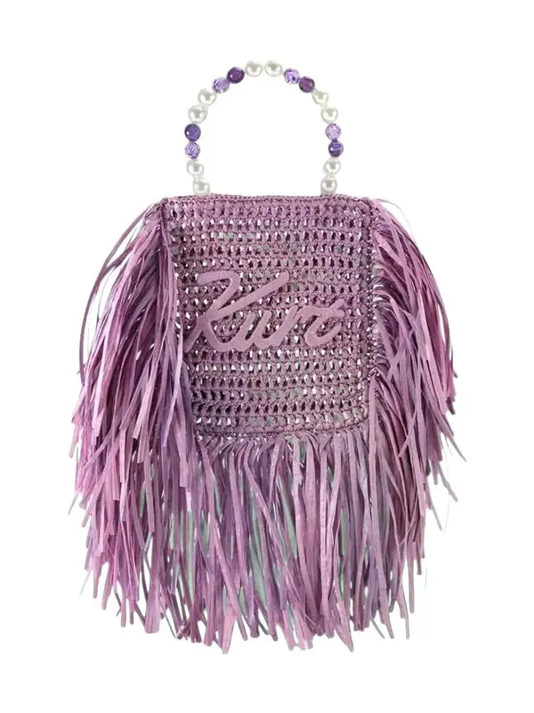 Kurt Geiger Fringe-trimmed Beaded-handle Tote Bag - Purple