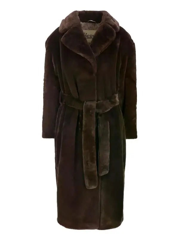 Herno Belted Faux-fur Coat - Brown