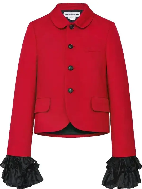 Comme Des Garçons Ruffled-cuff Tailored Jacket - Red