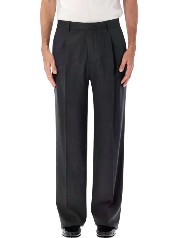 LARDINI Pleated Pressed-crease Trousers - Grey
