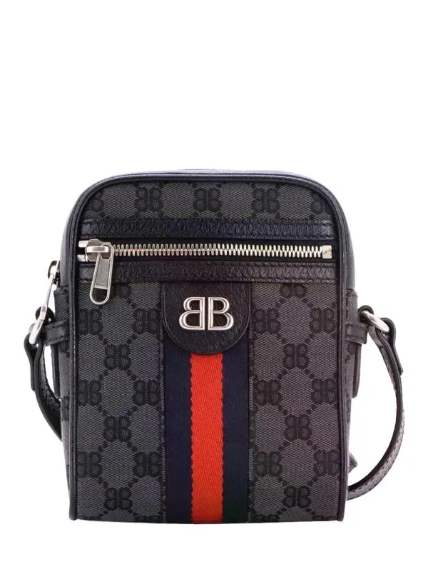 Balenciaga X Gucci The Hacker Project Zip Messenger Bag Bb Canvas Mini Crossbody Bag - Black