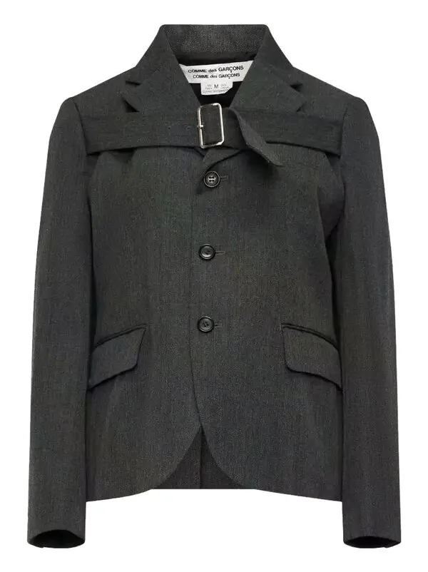 Comme Des Garçons Buckle-collar Tailored Blazer - Grey