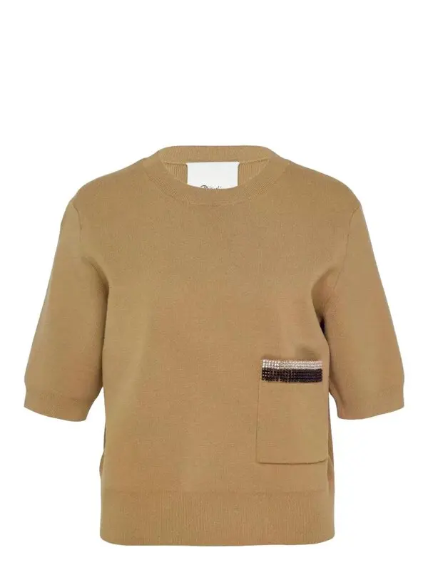 3.1 Phillip Lim Crystal-embellished Short-sleeve Sweater - Brown