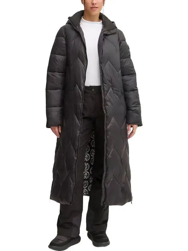 SPORTALM Quilted Hooded Long Jacket - Black