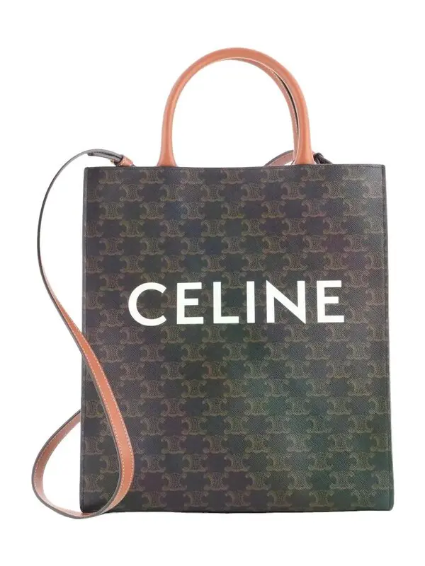 Celine Vertical Cabas Triomphe Coated Canvas Tote Bag - Brown