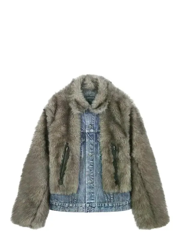 Andersson Bell Faux-fur Denim Jacket - Grey