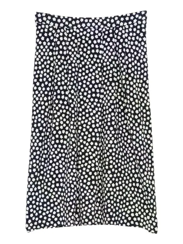 AGNES B. Floral-print Pleated Skirt - Blue