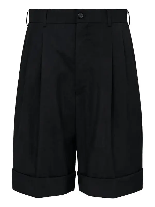 Comme Des Garçons Pleated Turn-up Shorts - Black
