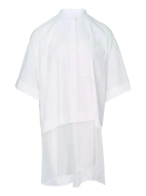 ENFOLD Sheer-panel Band-collar Shirt - White