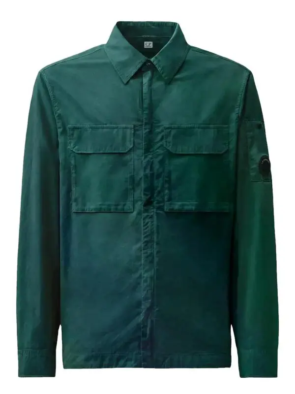 C.P. COMPANY Organic Gabardine Lens Flap Zip Overshirt - Green