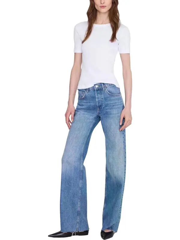 ANINE BING Sixtine Ribbed Jersey Tee - White