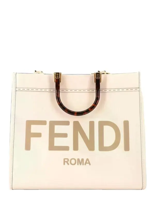 Fendi Sunshine Shopper Leather Medium Tote Bag - Neutrals