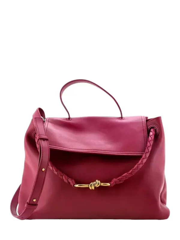 Bottega Veneta Ciao Ciao Top Handle Bag Leather With Intrecciato Detail Medium Satchel - Pink