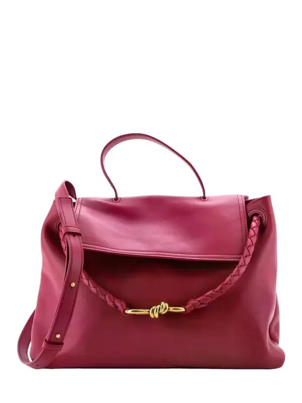 Bottega Veneta Ciao Ciao Top Handle Bag Leather With Intrecciato Detail Medium Satchel - Pink