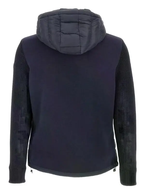 COLMAR Quilted Knit-sleeve Hooded Jacket - Blue