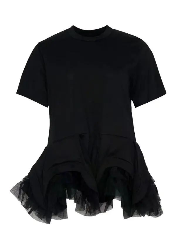 Noir Kei Ninomiya Ruffled Peplum T-shirt - Black