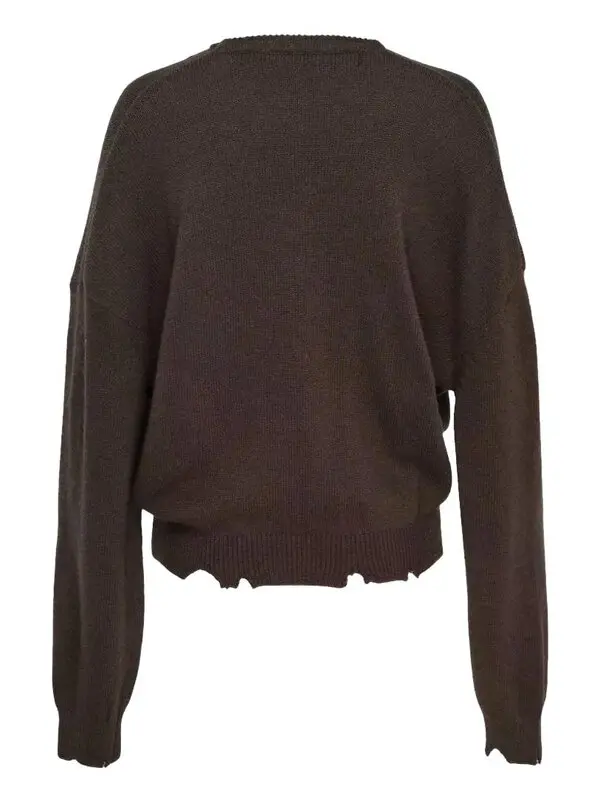 OPEN YY Criss-cross Distressed Sweater - Brown