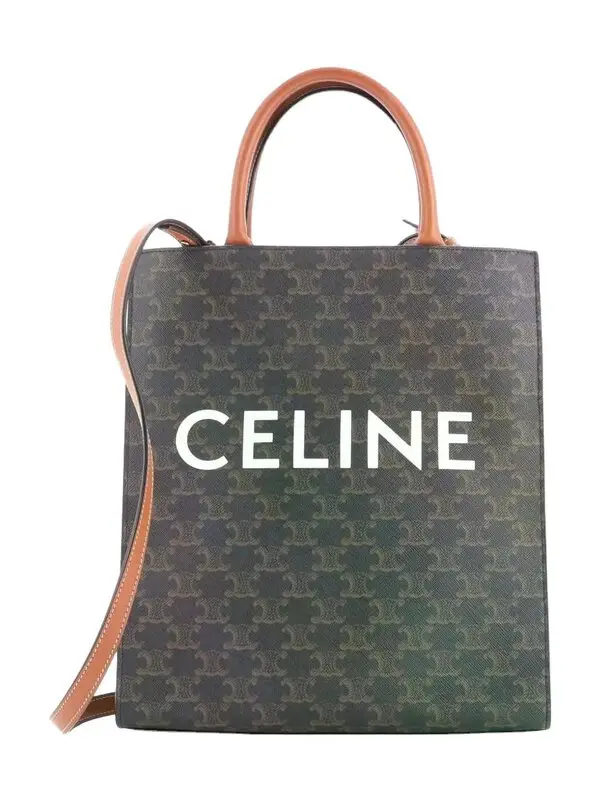 Celine Vertical Cabas Triomphe Coated Canvas Tote Bag - Brown