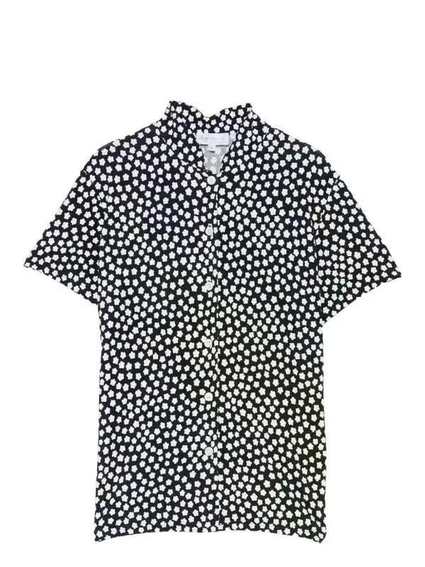 AGNES B. Floral-print Officer-collar Shirt - Blue