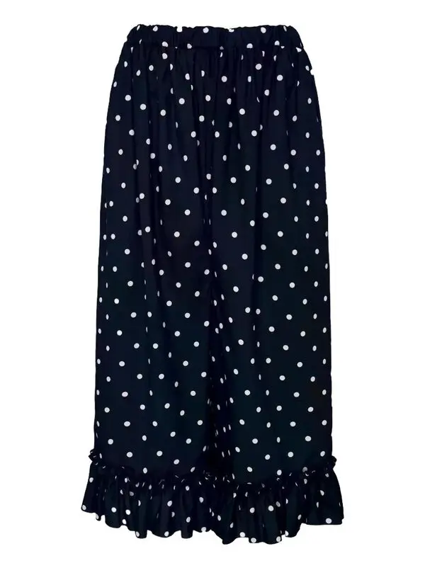 Comme Des Garçons Polka-dot Ruffled Trousers - Blue