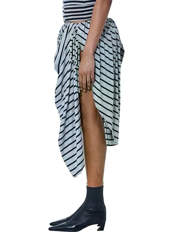 Vaquera Striped Asymmetrical Skirt - Grey