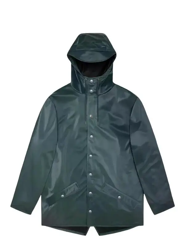 Rains Hooded Press-stud Jacket - Green