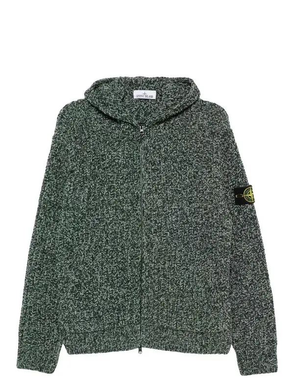 Stone Island Logo-patch Zip-up Hoodie - Green