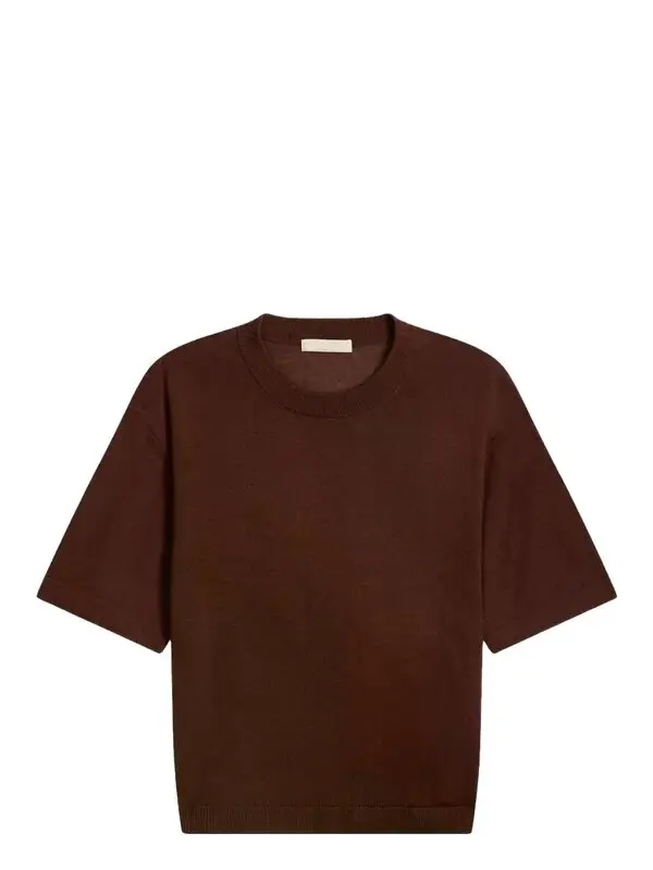 Vanessa Bruno Short-sleeve Merino-wool Sweater - Brown