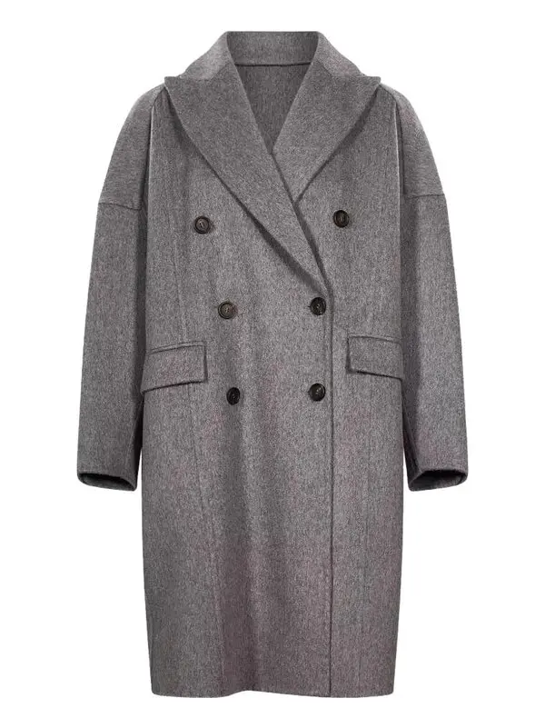 Brunello Cucinelli Double-breasted Drop-shoulder Cashmere Coat - Grey